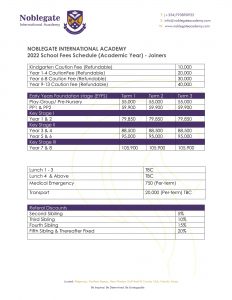 Fees Structure - Noblegate International Academy