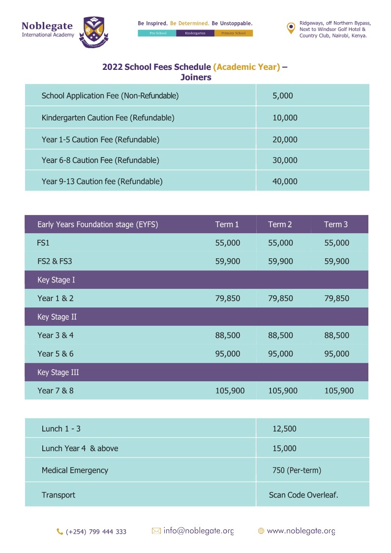 Fees Structure - Noblegate International Academy