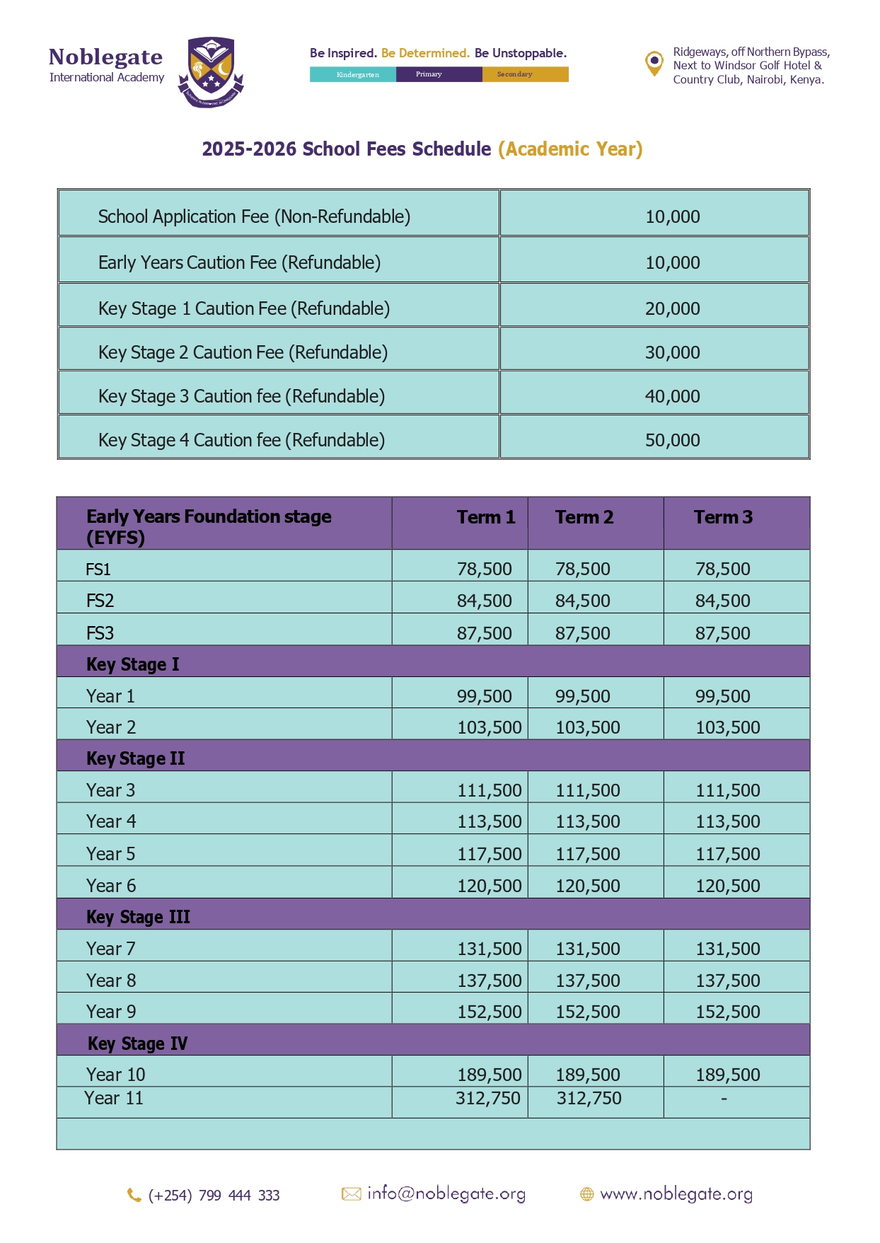 Fees Structure - Noblegate International Academy